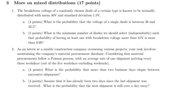 Solved More on mixed distributions (17 points) 1. The | Chegg.com