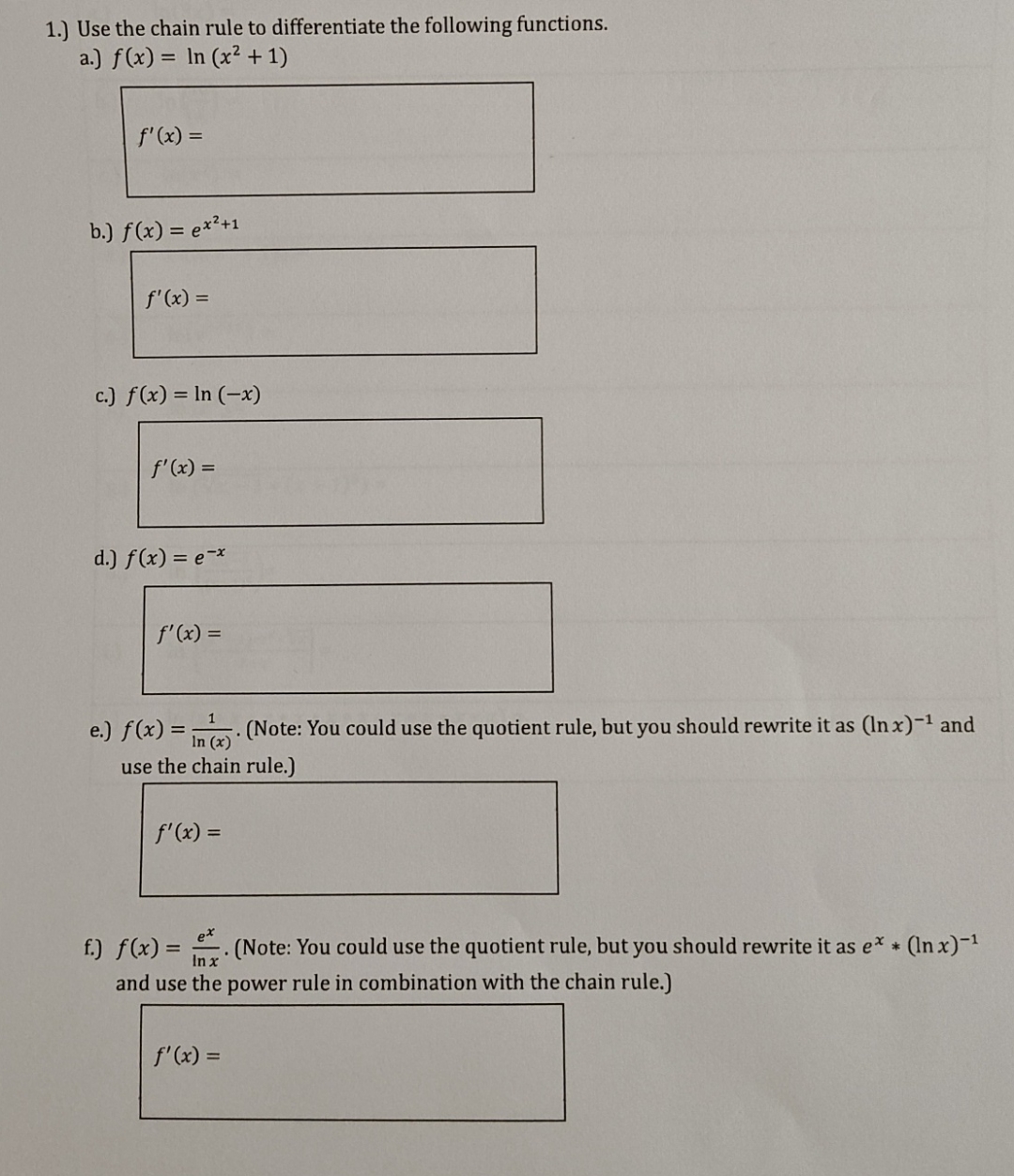 Solved 1.) ﻿Use the chain rule to differentiate the | Chegg.com