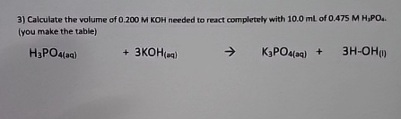 Solved Calculate the volume of 0.200MKOH needed to react | Chegg.com