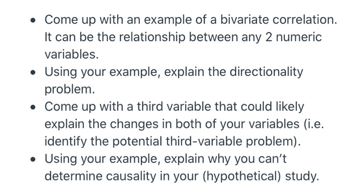 Solved • Come up with an example of a bivariate correlation. | Chegg.com