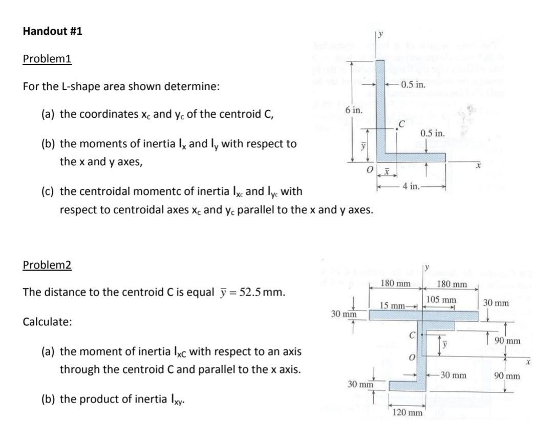 Solved Problem1 For the L-shape area shown determine: (a) | Chegg.com