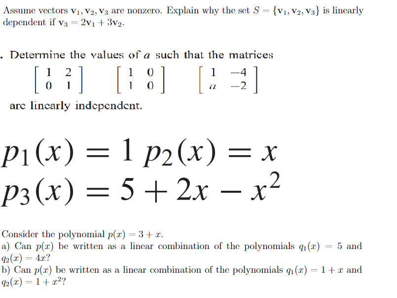 Solved Assume vectors v1,v2,v3 ﻿are nonzero. Explain why the | Chegg.com