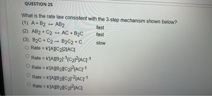 Solved What is the rate law consistent with the 3-step | Chegg.com