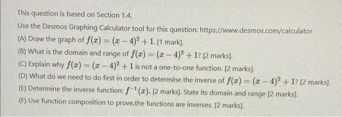 Solved This question is based on Section 1.4. Use the Desmos | Chegg.com