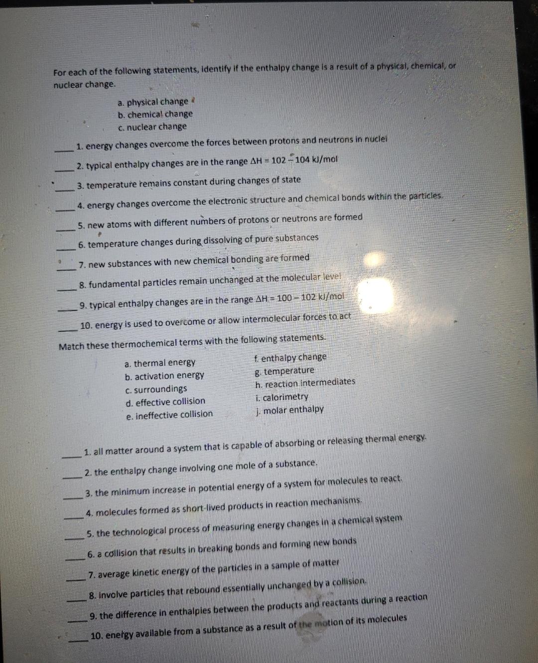 Solved For each of the following statements, identify if the | Chegg.com