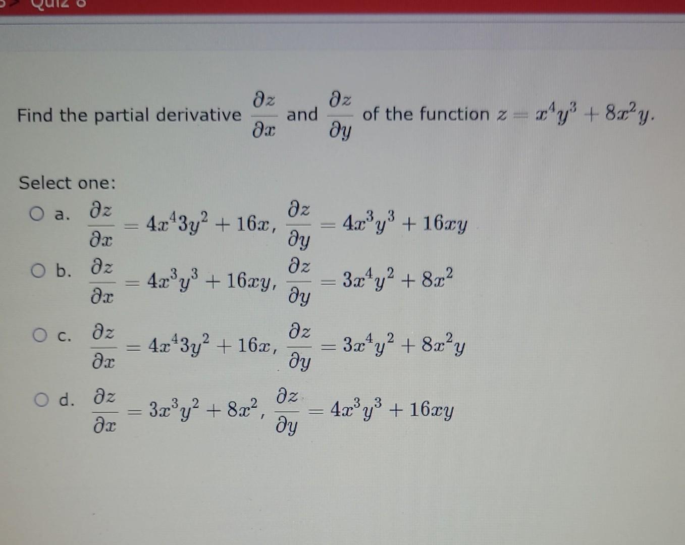 Solved Find the partial derivative ∂x∂z and ∂y∂z of the | Chegg.com