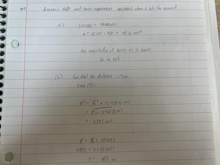 Part B: why must we use 9.81 as our acceleration and | Chegg.com