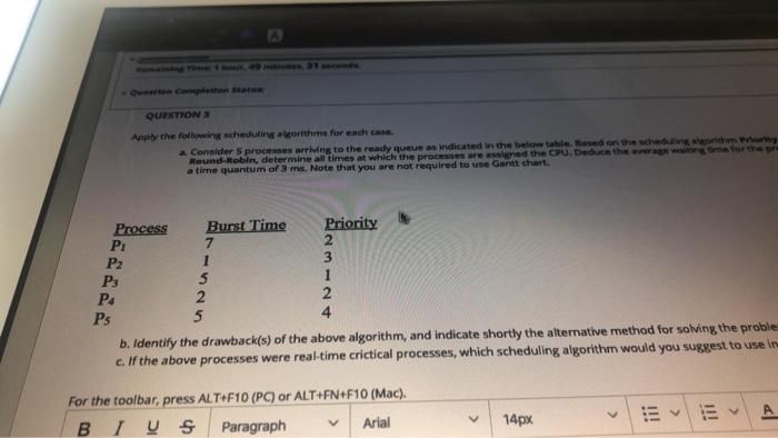 Solved QUESTIONS Apply the following scheduling portheme for | Chegg.com