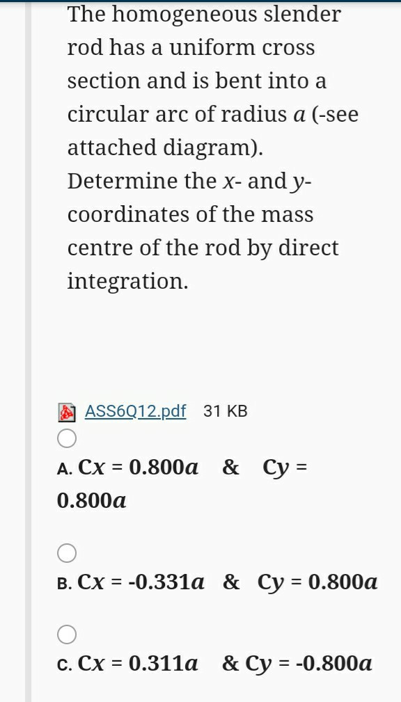 Solved у — a 15° 60° х The homogeneous slender rod has a | Chegg.com