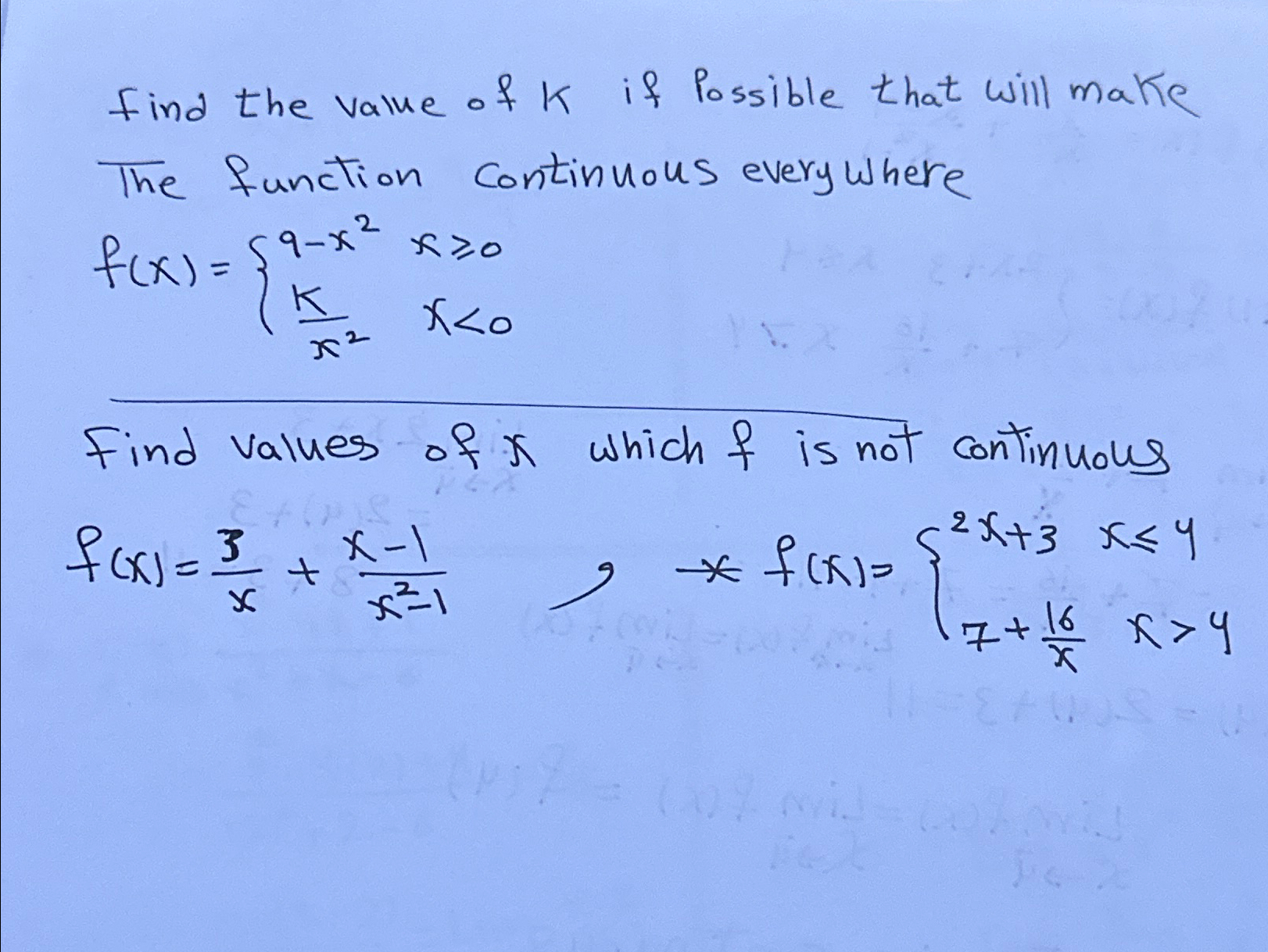Solved find the value of K ﻿if lossible that will makeThe | Chegg.com