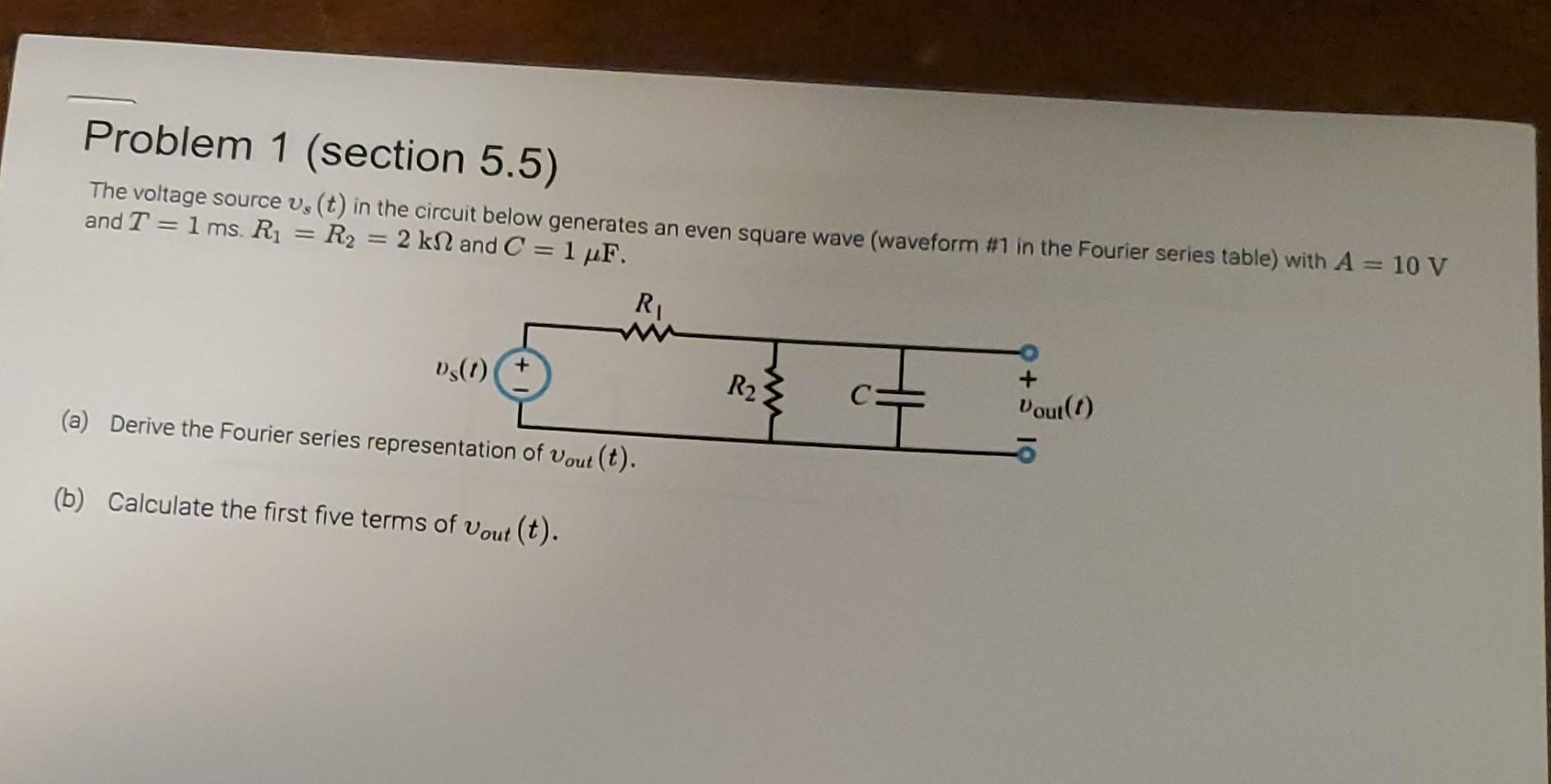 Solved The voltage source vs(t) in the circuit below | Chegg.com