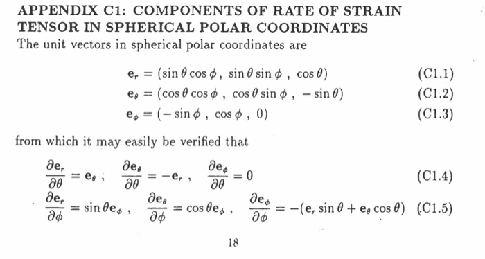APPENDIX C1: COMPONENTS OF RATE OF STRAIN TENSOR IN | Chegg.com