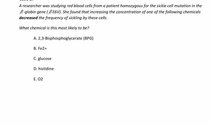 Solved A researcher was studying red blood cells from a | Chegg.com