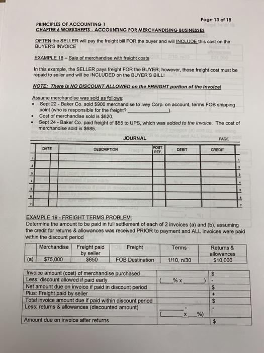 Solved Page 11 of 18 PRINCIPLES OF ACCOUNTING 1 CHAPTER 6 | Chegg.com