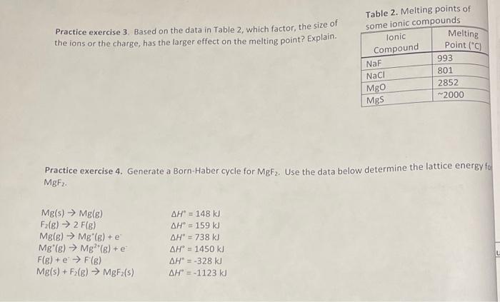 Solved Practice exercise 3. Based on the data in Table 2, | Chegg.com
