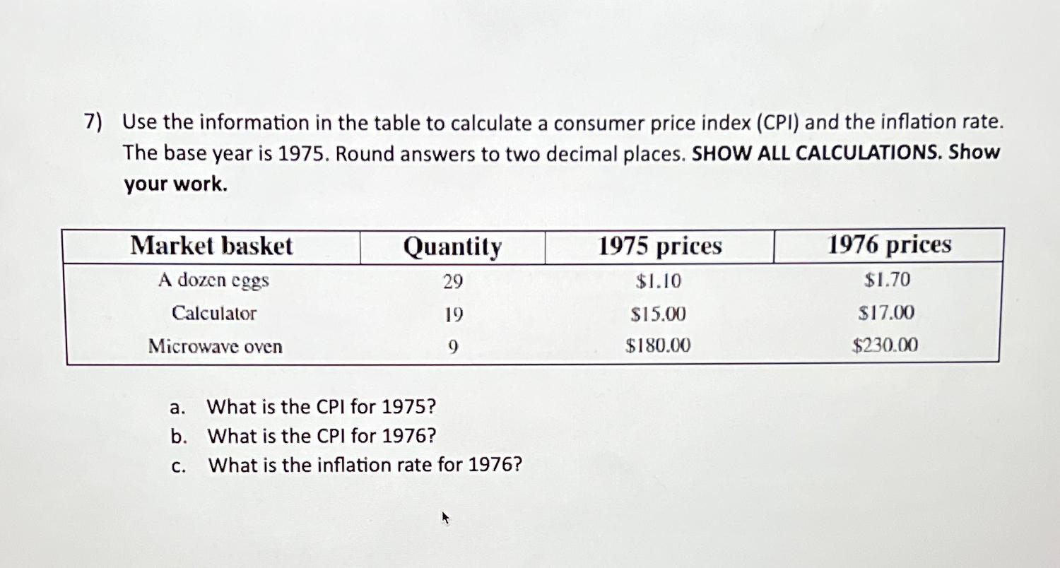 Solved Use the information in the table to calculate a | Chegg.com