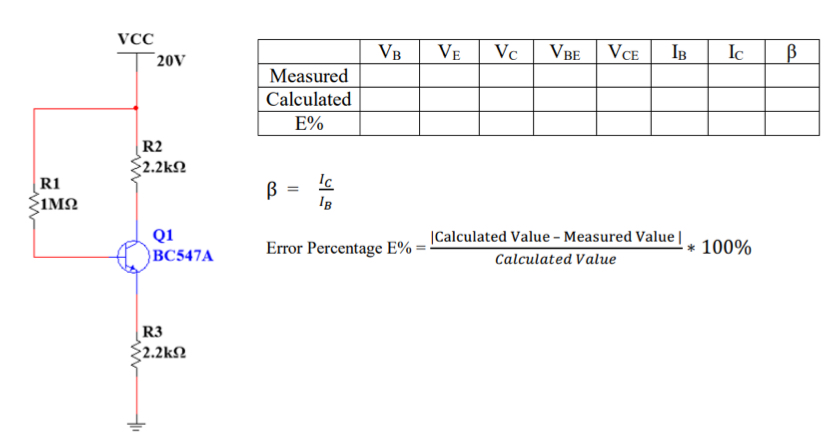 Solved \table[[,VB,VE,VC,VBE,VCE,IB,IC,β | Chegg.com