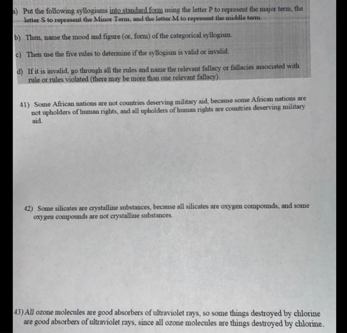 Solved 2) Put the following syllogisms into standard form | Chegg.com