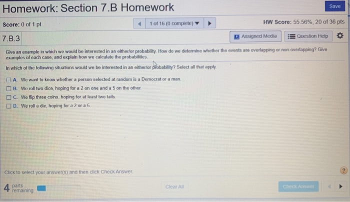 Solved Save Homework Section 7 B Homework Score 0 Of 1 Pt