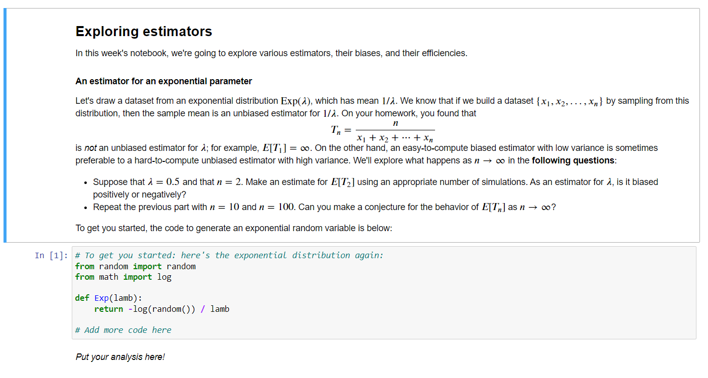 Solved Exploring estimatorsIn this week's notebook, we're | Chegg.com