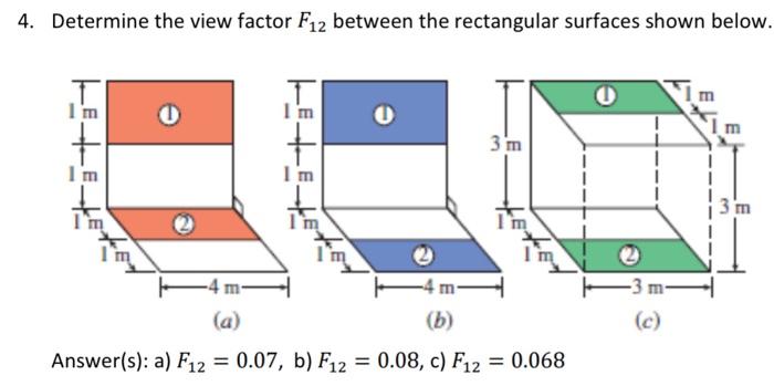 Solved 4. Determine the view factor F12 between the | Chegg.com