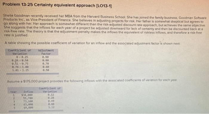 Solved Problem 13-25 Certainty equivalent approach [LO13-1] | Chegg.com