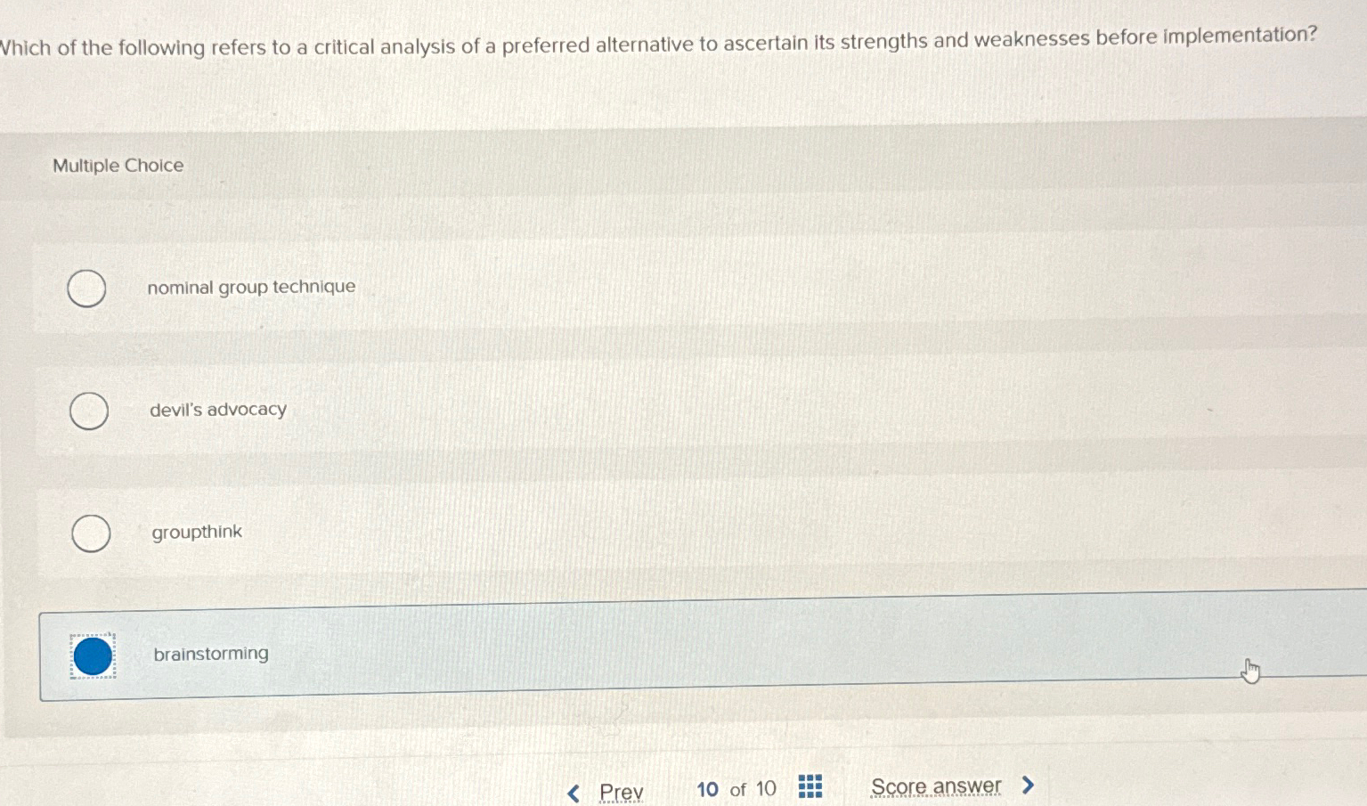 Solved Which of the following refers to a critical analysis | Chegg.com