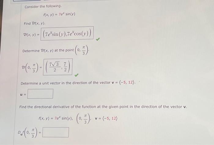 Solved Consider the following. f(x,y)=7exsin(y) Find | Chegg.com