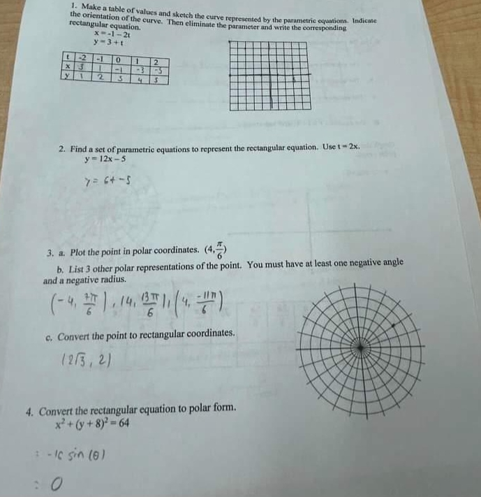 Solved Make a table of values and sketch the curve | Chegg.com