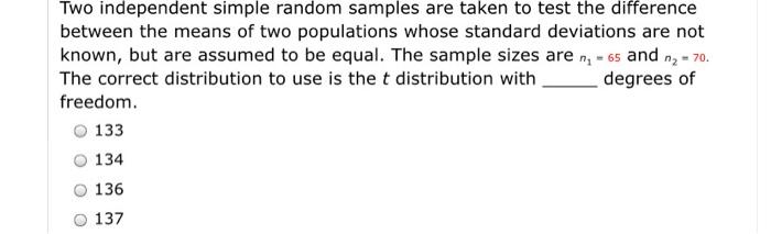 Solved Two independent simple random samples are taken to | Chegg.com