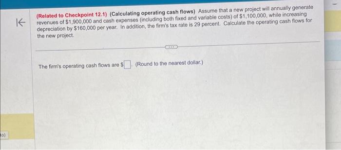 Solved (Related to Checkpoint 12.1) (Calculating operating | Chegg.com