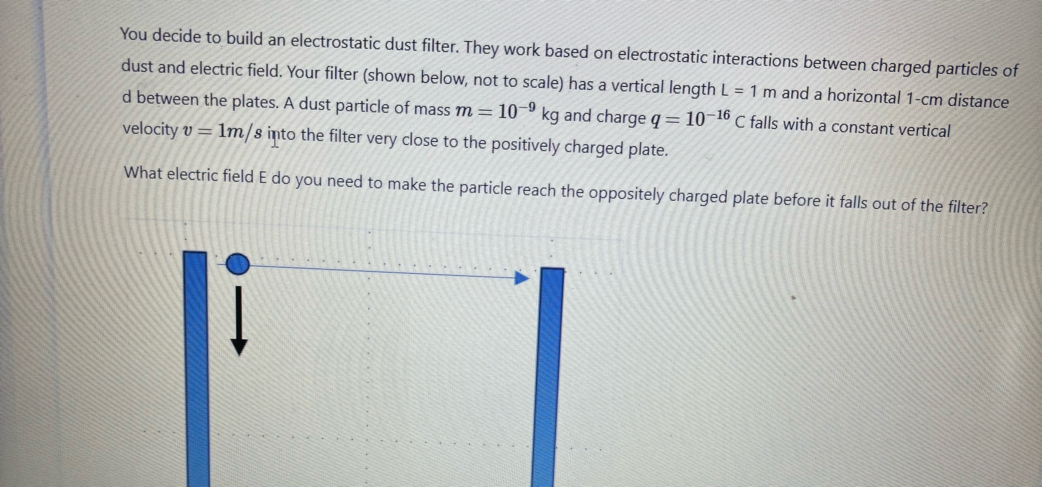 Solved You decide to build an electrostatic dust filter. | Chegg.com