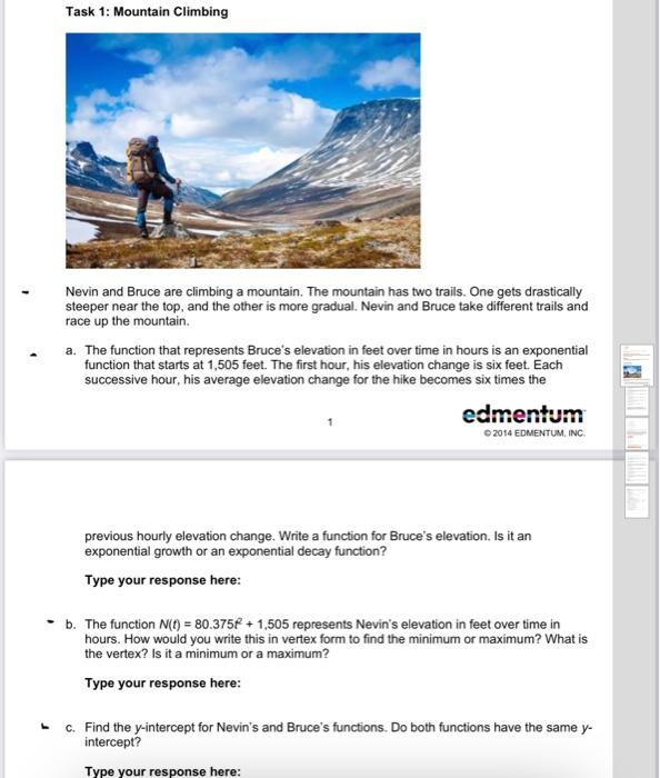 Solved Task 1: Mountain Climbing Nevin and Bruce are | Chegg.com
