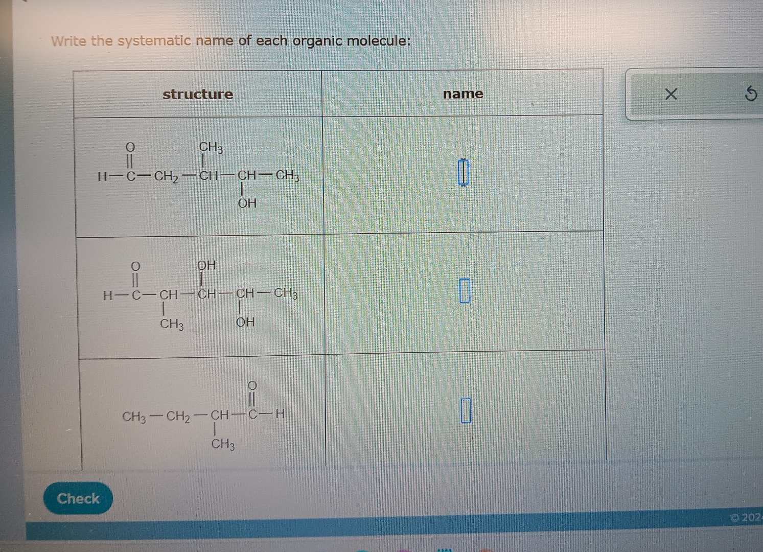 Solved Write the systematic name of each organic molecule: | Chegg.com