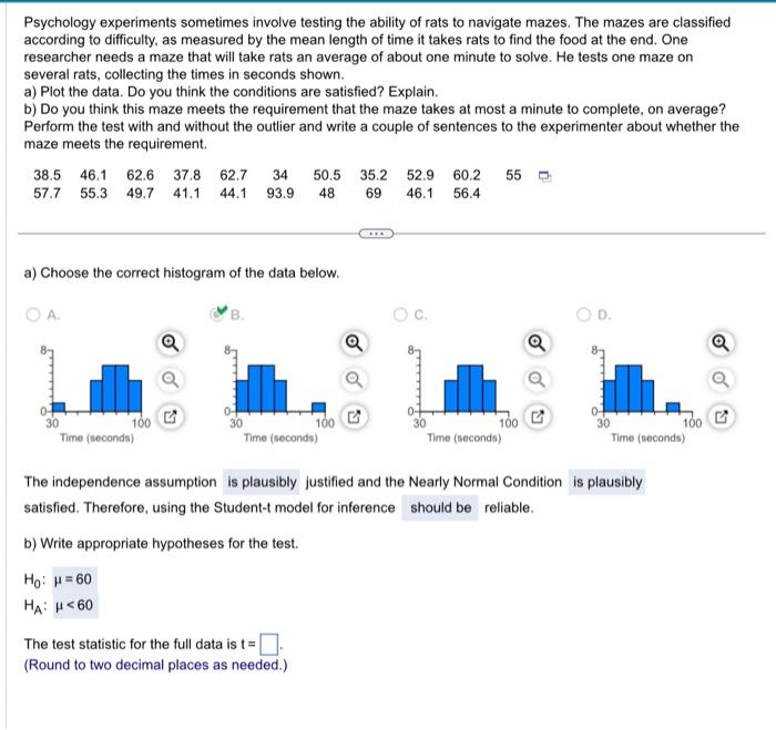 Solved Psychology experiments sometimes involve testing the | Chegg.com