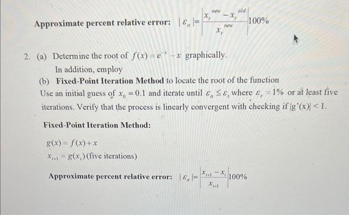 Solved Approximate percent relative error: ∣εa∣=∣∣xrnor | Chegg.com