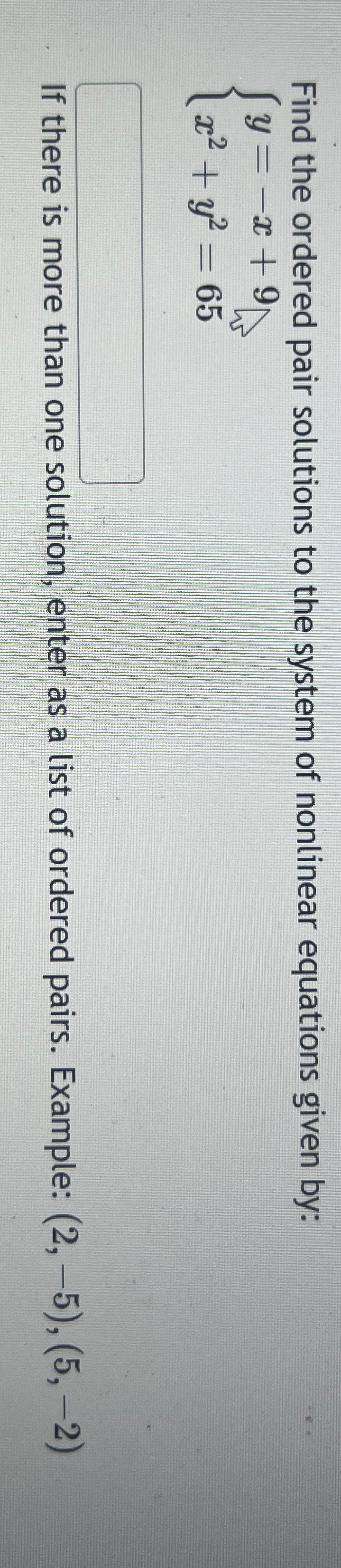 Solved Find the ordered pair solutions to the system of | Chegg.com