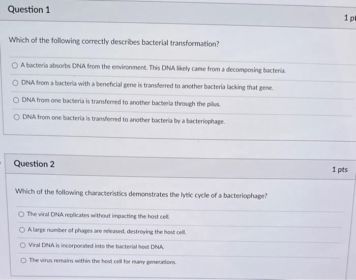 Solved Which of the following correctly describes bacterial | Chegg.com