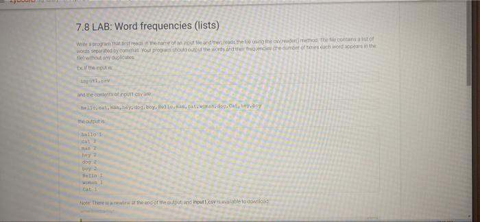 7 8 Lab Word Frequencies Lists Wie Program That