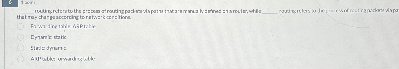Solved 61 ﻿pointq, ﻿routing refers to the process of routing | Chegg.com