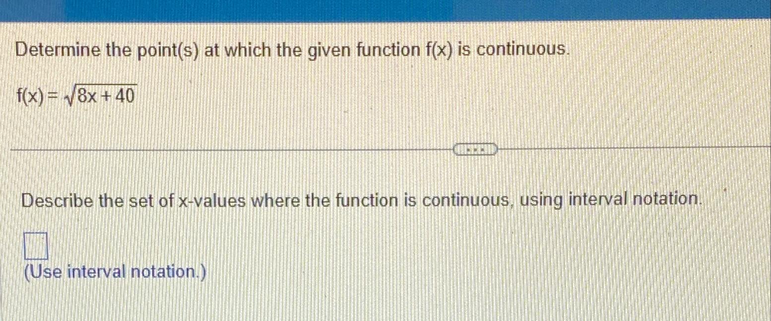 Solved Determine the point(s) ﻿at which the given function | Chegg.com