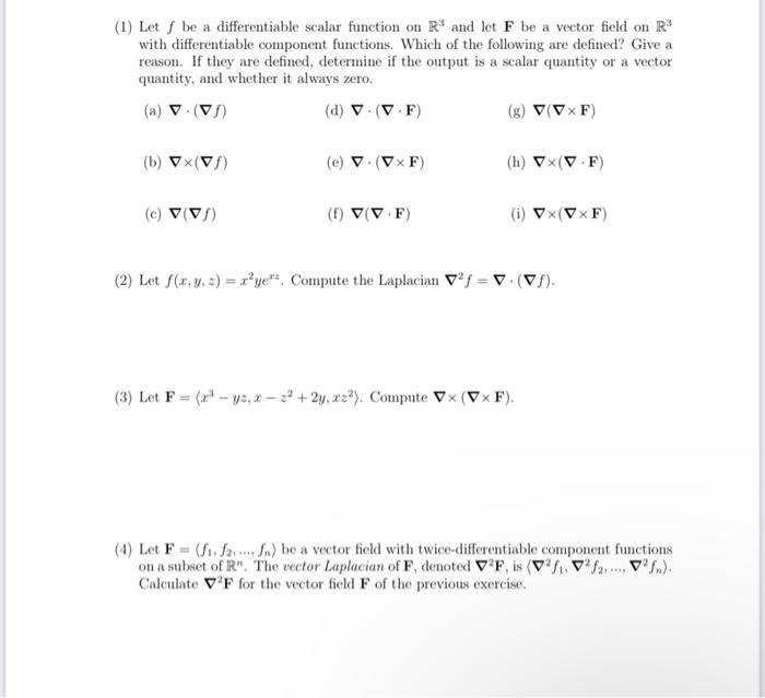 Solved (1) Let f be a differentiable scalar function on R | Chegg.com