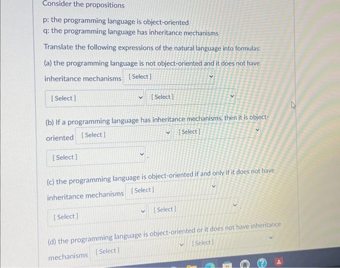 Solved p: the programming language is object-oriented q: the | Chegg.com