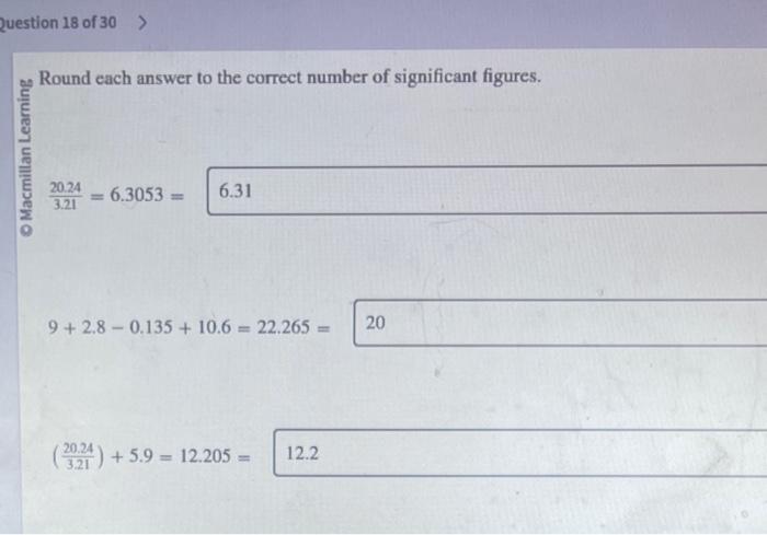 Solved Round each answer to the correct number of | Chegg.com