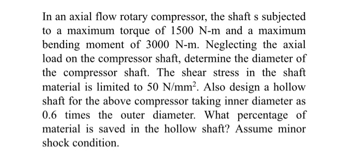 Solved In an axial flow rotary compressor, the shaft s | Chegg.com