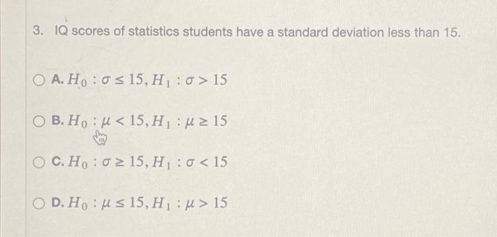 Solved ( 5 points) For each statement, express the null | Chegg.com