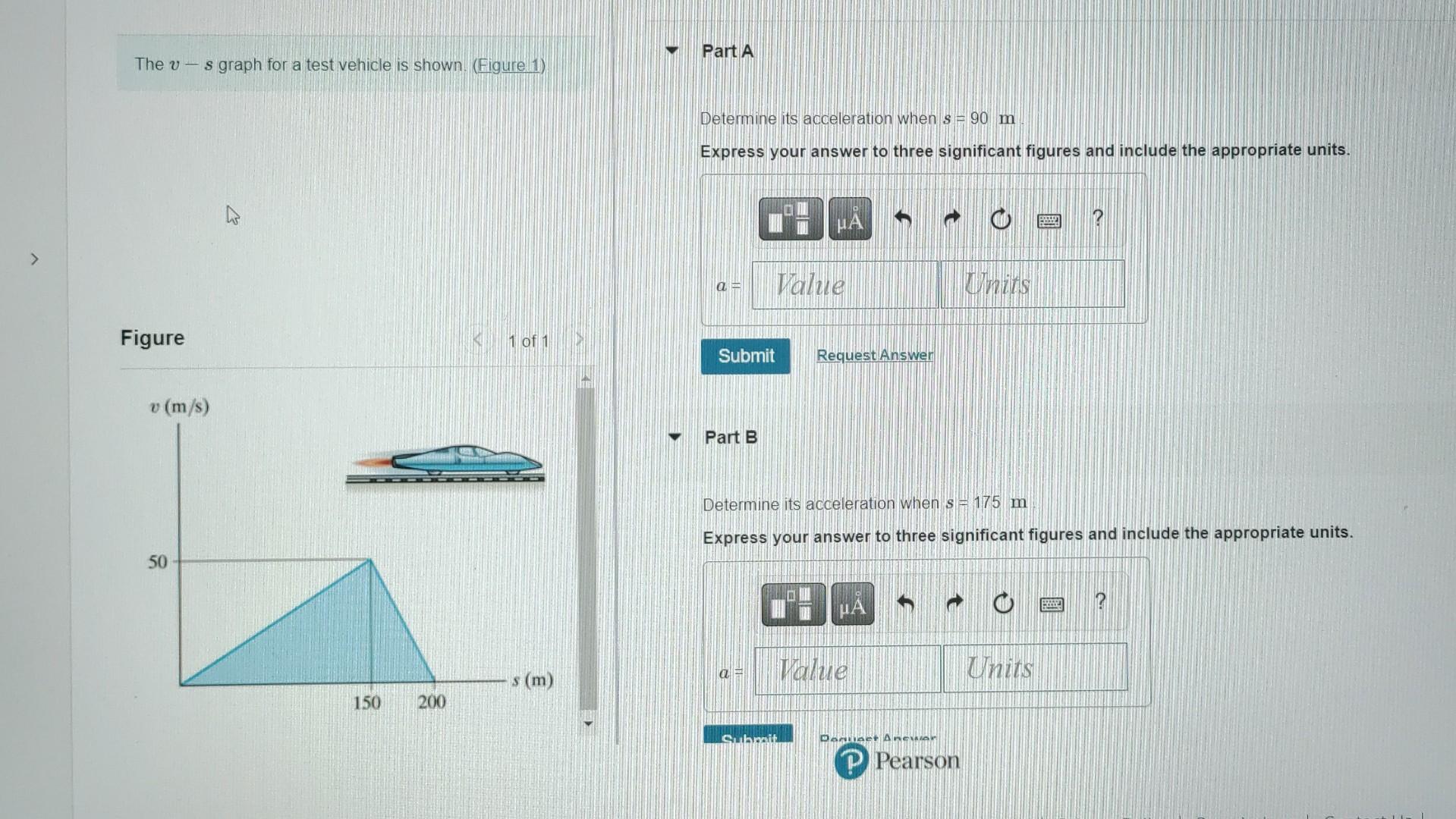 Solved The v−s graph for a test vehicle is shown. (Figure 1) | Chegg.com