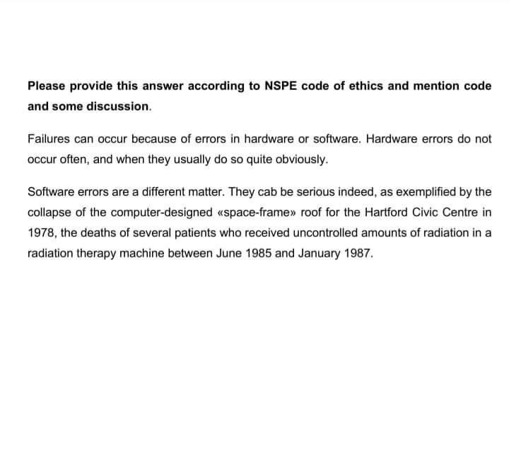 Solved Provide this answer according to NSPE code of ethics | Chegg.com