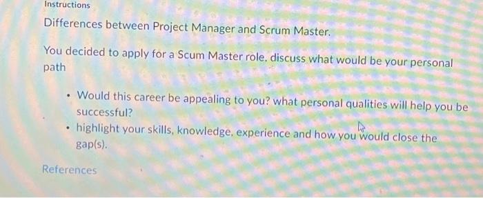 Solved Instructions Differences between Project Manager and | Chegg.com