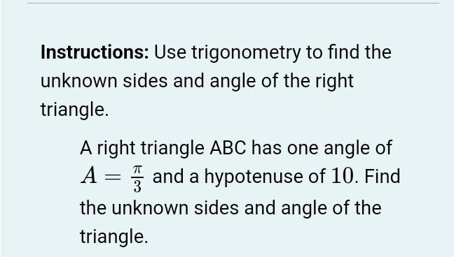 Solved Instructions: Use trigonometry to find the unknown | Chegg.com